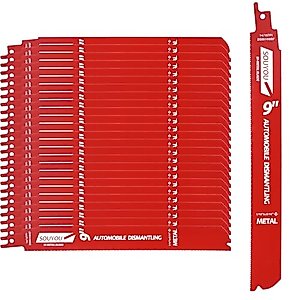 25 Pack 9 in 14/18 TPI Bi-Metal Reciprocating Saw Blades with Organizer Carbide Alloy Steel for Automobile Dismantling Metal Steel Cutting Non-Stick Coated for Less Heat for 1/16-5/16 Medium Metals