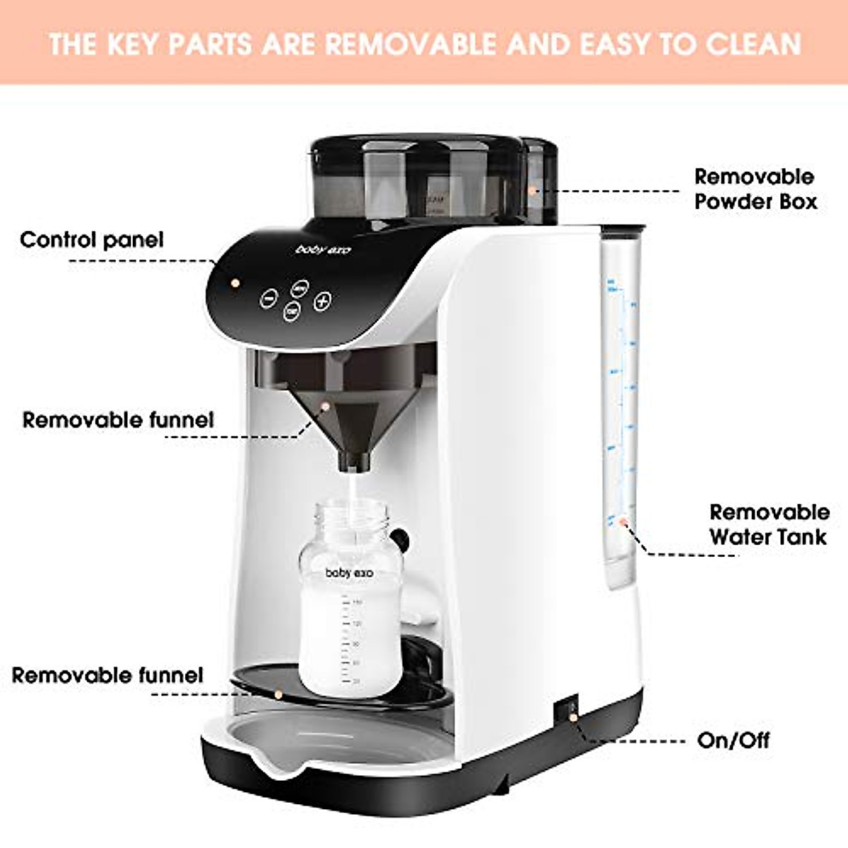 BabyEXO Formula Milk Dispenser, Automatic Electric Formula Mixer Warmer, Milking Machine for Baby - Easily Make Bottle with Automatic Powder Blending