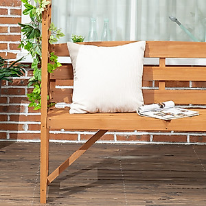 Outsunny Patio Garden Bench Arbor Arch with Pergola and 2 Trellises, 3 Seat Natural Wooden Outdoor Bench for Grape Vines & Climbing Plants, Backyard Decor, Brown