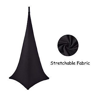 Speaker Stand Cover Tripod Stand Skirt, DJ Speaker Stand Tripod Cover Scrim 360 Degree Coverage(Black-Two Pack)