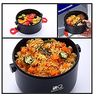 ZZQ Bento Box Adult Lunch Box with Bag/Utensil, Stackable Large 81-oz Salad Bowl - Microwave Safe/Leak-Proof Bpa Free Lunch Containers for On-the-Go Balanced Eating - Black