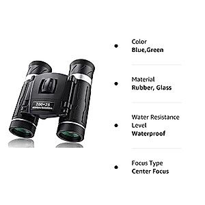 200x25 Compact Binoculars for Adults and Kids, High Powered Mini Pocket Binoculars, Waterproof Small Binoculars for Bird Watching, Hunting, Traveling, Sightseeing, Concert, Theater, Opera