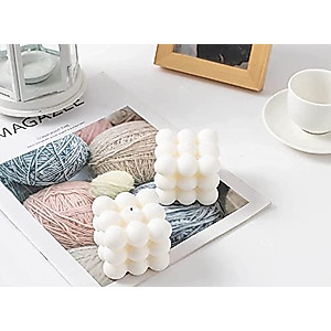 Euforik Bubble Candle Home Decoration White Bubble Candle Handmade Cube for Bedroom Bathroom Decorations Soy Candles