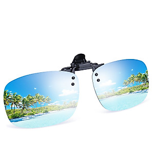 Besgoods Cool Silver Mirror Polarized Clip-on Flip up Sunglasses Plastic Lenses Glasses Outdoor Driving Fishing Sport