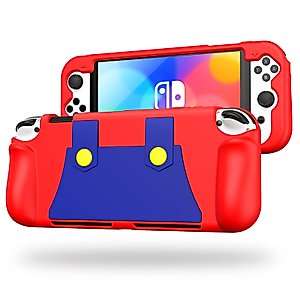 KENOBEE Silicone Case Compatible with Nintendo Switch OLED Model 2021, Soft Lightweight Ergonomic Grip Protective Cover with Shock-Absorption and Anti-Scratch Design for Switch OLED, Red