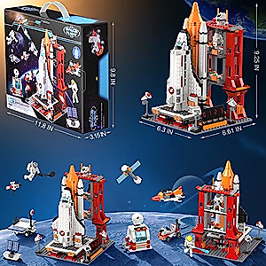 Space Exploration Shuttle Toys for 6 7 8 9 10 11 12 Year Old Kids, 11-in-1 STEM Aerospace Rocket Building Kit for 6-12 Year Old Boys Girls, Best Gifts for Christmas Birthday - 855pcs