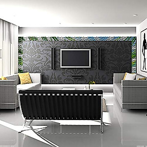 24 Pcs Wall Geometric Greek Mirror Stickers Removable Acrylic Geometric Greek Key Wall Decals Peel and Stick Art Adhesive Mirror Stickers for DIY Home Living Room Bedroom Decor (Silver, 24 Pieces)