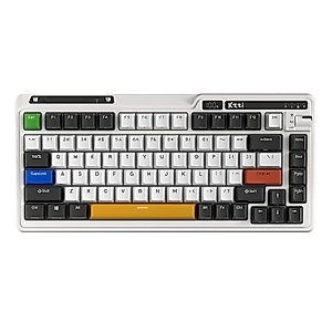 KZZI K75 PRO RGB 75% Wireless Gasket Mechanical Keyboard, Triple Mode BT 5.0/2.4G/USB-C 82 Keys Hot Swappable Gaming Keyboard w/Knob & Power Display, Custom Linear Switches, Black White