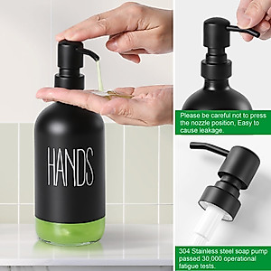 Gaussra Kitchen Soap Dispenser Set with Tray, Hand and Dish Soap Dispenser for Kitchen Sink, Stainless Steel Pump, 16 Oz Glass Soap Dispenser Bathroom, Modern Farmhouse Kitchen Decor (Black White)