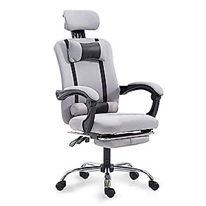 XXXDXDP Office Chair High Back Executive Computer Desk Chair - Adjustable Lumbar Support, Slidable Headrest and Flip-up Arms, Thick Padding for Comfort