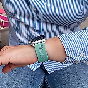 Custom Personalized Bands Compatible with Apple Watch 38mm 40mm 42mm 44mm, Name Monogram Laser Engraved Gift Soft Silicone Sport Loop Replacement Wrist Strap for iWatch Series SE/6/5/4/3/2/1