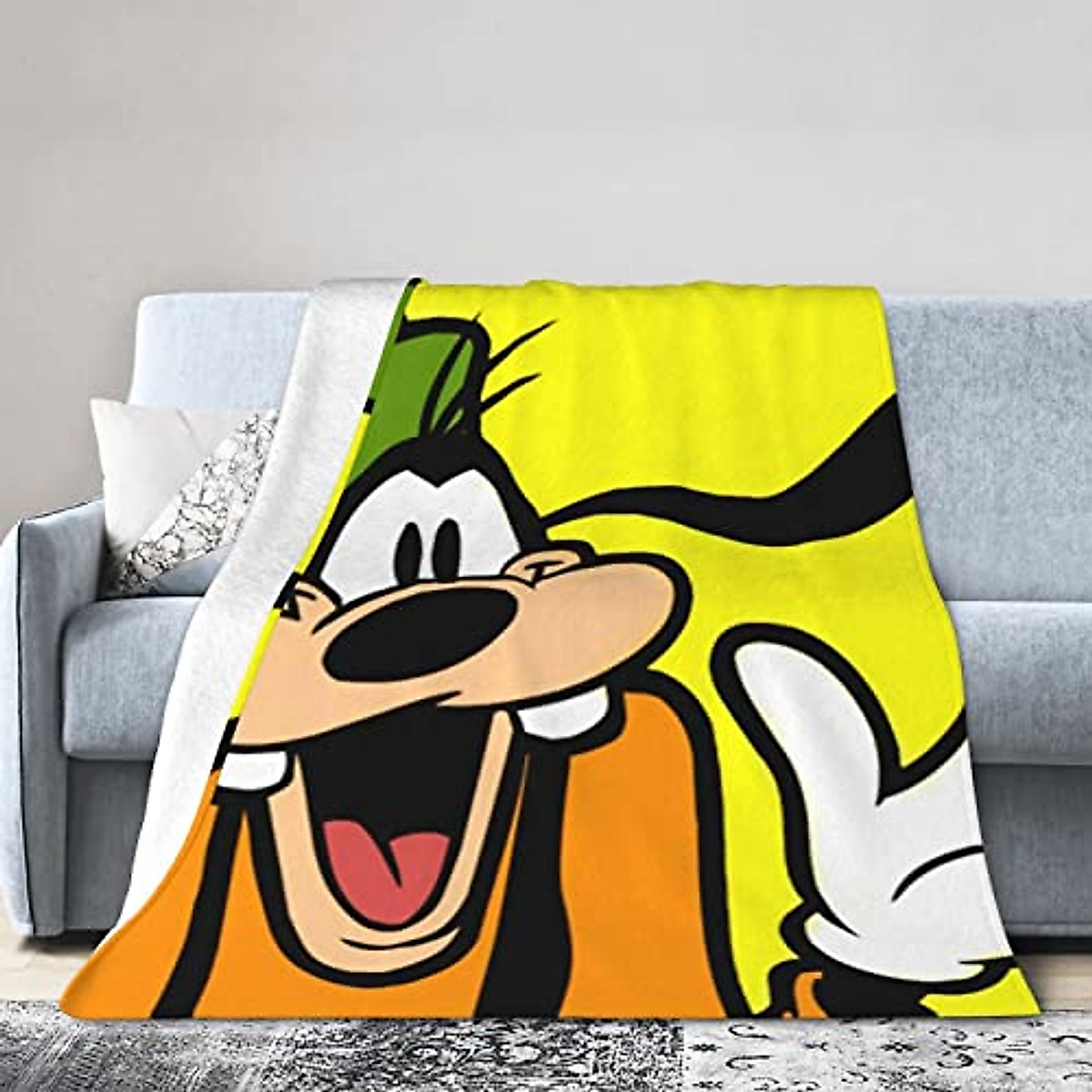 Cartoon Printing Flannel Super Soft Throw Blanket for Kids Adults,Comfortable and Warm for Sofa Bed Bedroom Living Room Camping Travel (Yellow) 80"X60"