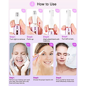 UTOTEBAG Nose Hair Trimmer for Women, 3 in 1 Rechargeable Ear and Nose Hair Trimmer for Women, Painless Eyebrow Trimmer & Body Hair Trimmer for Nose, Ear, Eyebrow, Arms, Legs