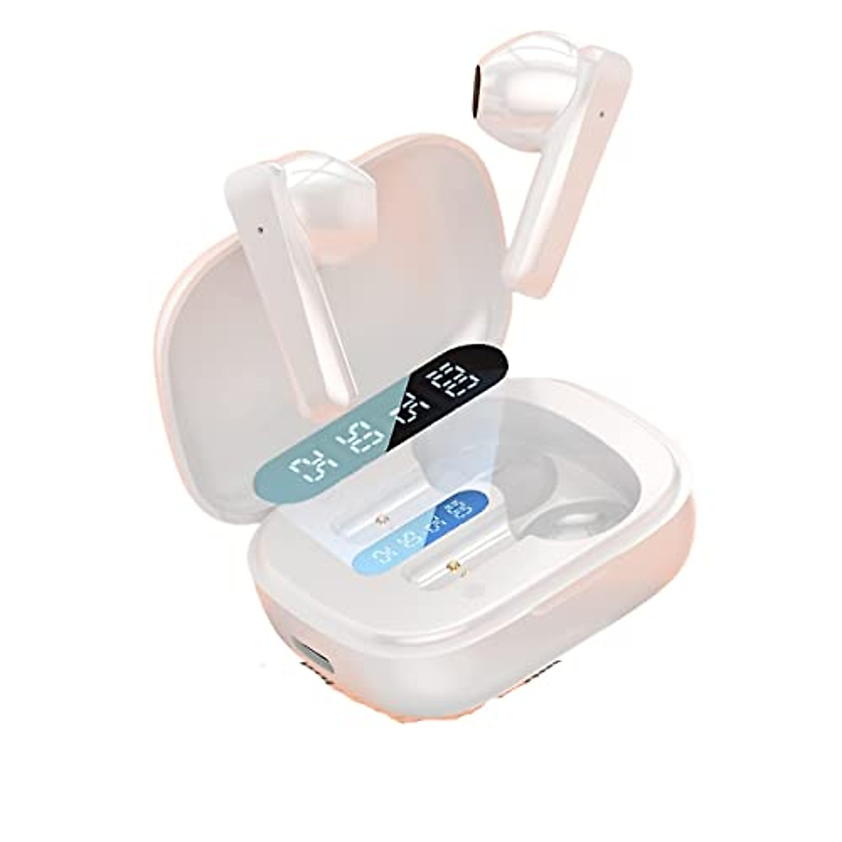 Wireless Bluetooth Earbud TWS B13 Blue Tooth V5 EDR Earphones, in-Ear Earbuds, Stereo with Digital Display, IPX5 Water Sweat Resistant. Nice bass, Clarity, Lightweight Snow White Color