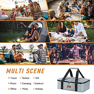 Cooklux Insulated Casserole Carrier - Single Layer Design, Food Warmer Bag for Hot&Cold Food Travel, Fits 9x13 Casserole Dish, Leak-Proof, Durable Nylon, Zip Pockets, Grey