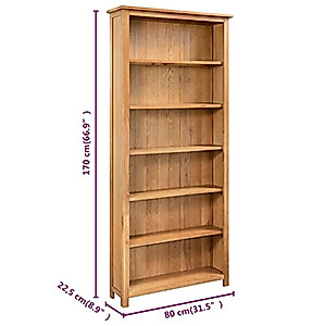 GOLINPEILO 6-Tier Bookcase Solid Oak Wood, Wooden Bookshelf cabinets Display Shelves Organizer for Books, Magazines, documents, CDs, Records, collectables Home Office, 31.5"x8.9"x66.9" -AA