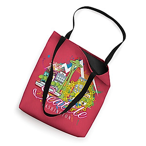 Seattle Washington Skyline Space Needle - Pink - Fashion Tote Bag