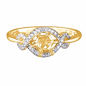 AFFY White Natural Diamond Semi-Mount Vintage Ring in 10K Solid Yellow Gold (0.2 Ct)