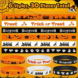 Halloween Rubber Bracelets 30 PCS Bulk Halloween Party Favors Supplies Silicone Wristbands for Halloween Gifts Toys Goodie Bag Fillers Stuff Classroom Prizes for Kids Teens Girls Boys