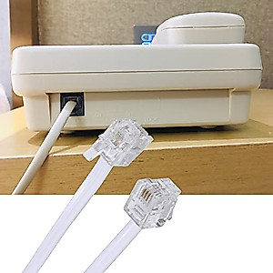 LanSenSu 6-Feet Telephone landline Extension Cord Cable Cord with Standard RJ-11 6P4C Plug (White 6-ft, 3Pack)