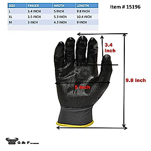 G & F Products 12 PAIRS Mens Working Gloves with Micro Foam Coating - Garden Gloves Texture Grip - men’s Work Glove For general purpose, construction, yardwork, Large (1519L-12),Grey/Black