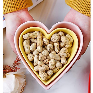 Sizikato Cute Heart Shaped Ceramic Bowl Salad Bowl Dessert Bowl Snack Bowl.