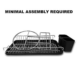 Dish Drying Rack, and Drain Board Set - Chrome 2-Tier Dish Rack, With Removable Drainboard and Utensil Holder - Dish Drainer For Kitchen Countertop or Sink - Great Kitchen/Dishes Organizer By-Lendra