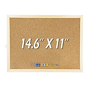 14.6 inches x 11 inches Frame Cork Board for Bulletin Board, Home Decor, Office, School, Message Board and Include Installation kit, Push pins.
