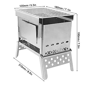 Foldable BBQ Grill, Stainless Steel Charcoal Grills, Durable Portable Detachable Barbecue Cooking Stove for Outdoor Garden Camping Picnic