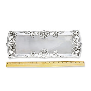 Arthur Court Designs Aluminum Fleur-De-Lis Oblong Tray Food Serving 17 inch x 6 inch