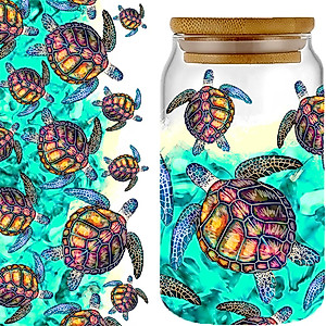 Myhiju UV DTF Cup Wrap Transfer Sticker for Glass Coffee Cups,5 Sheets of Mixed Style UV DTF Transfer Sticker for 16oz Libbey Glass Cups,DIY Waterproof Clear Film Rub on Transfers Stickers Decals.