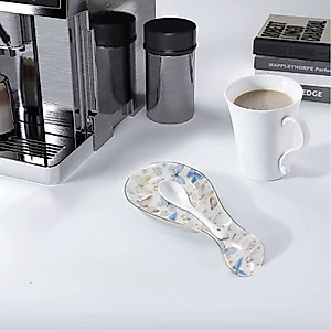 LEAZUL Ceramic Spoon Rest for Stove Top Large Spoon Holder Farmhouse Spoon Rest for Kitchen Counter Floral Coffee Spoon Rest Butterfly Print Cooking Utensil Tools Rest Modern Farmhouse Kitchen Decor