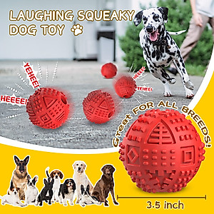 Dog Balls Treat Dispensing Dog Toys, Dog Toys for Aggressive Chewers Large Breed, Nearly Indestructible Squeaky Dog Chew Toys for Large Dogs, Natural Rubber Dog Puzzle Toys, Tough Dog Treat Ball