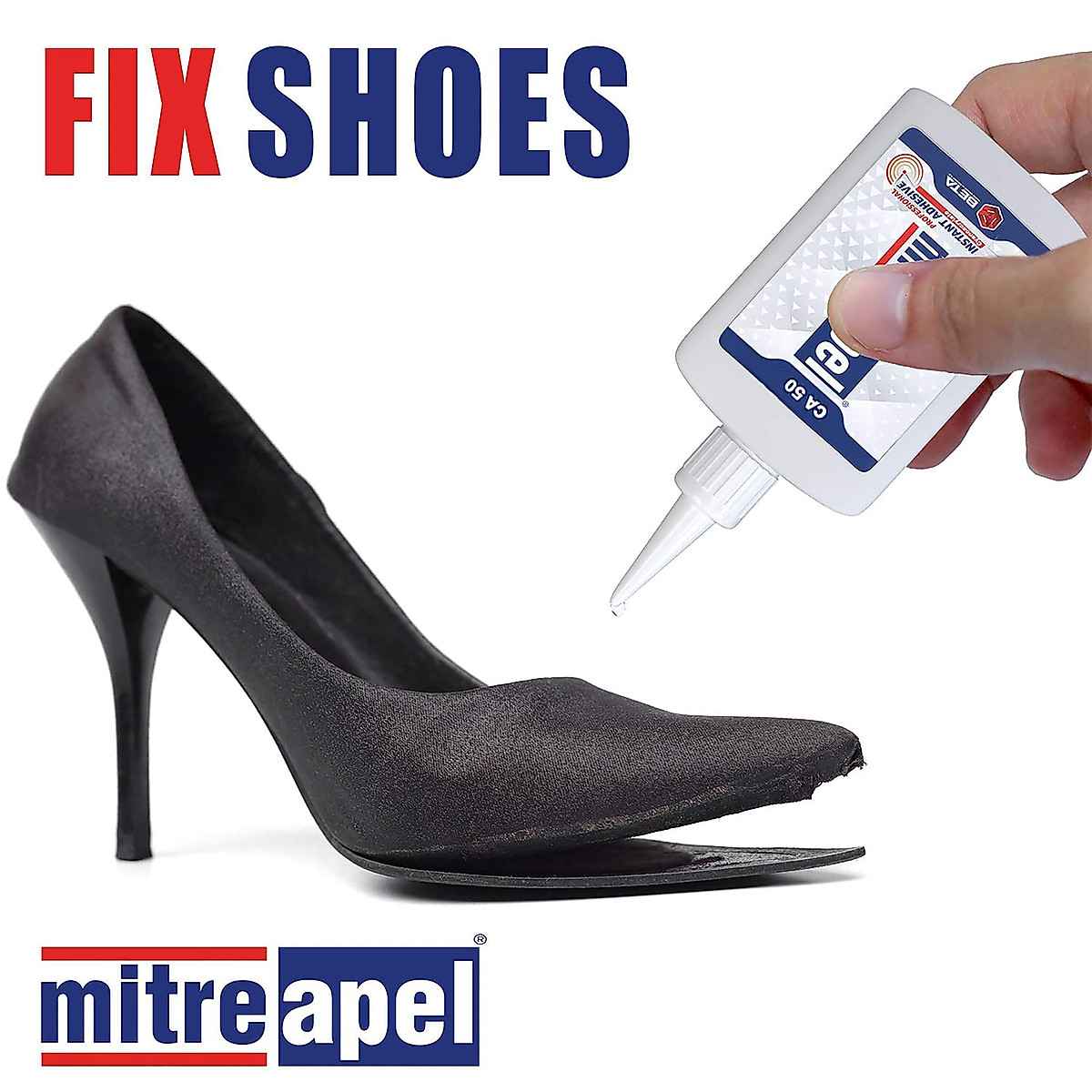 MITREAPEL Ca Glue with Activator (2 x 1.7 oz - 2 x 6.7 fl oz), Ca Glue for Woodworking, Cyanoacrylate Glue and Activator for Wood, Plastic, Metal, Leather, Ceramic and Craft - Instant Bond - 2 Pack