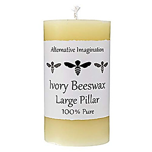 Alternative Imagination 100% Pure Beeswax Pillar Candle, White Ivory (3x6 Inch), 80 Hour, Hand-Poured, Made in USA