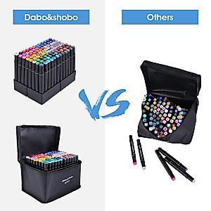 Dabo&Shobo 96 Color Alcohol Marker Pen, Bright Permanent Markers For Coloring, Markers For Adults Coloring Book, Wide Chisel And Fine Tip, Dual Tip Design Equipped with Black Suitcase