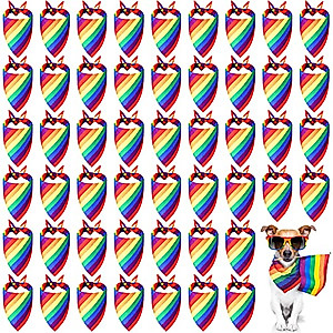 50 Pieces Rainbow Dog Bandanas Bulk Pride Dog Bandanas Rainbow Dog Scarf Rainbow Accessories for Small Medium Large Dog Pet Costume Accessories Decoration