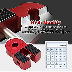 RULLINE Winch Shackle Flat Towing Hook Mount Compatable with Haul Truck ATV UTV Winch Lines Winch Hook Red with Rubber Guard & Iron Pin 16000 LB Capacity