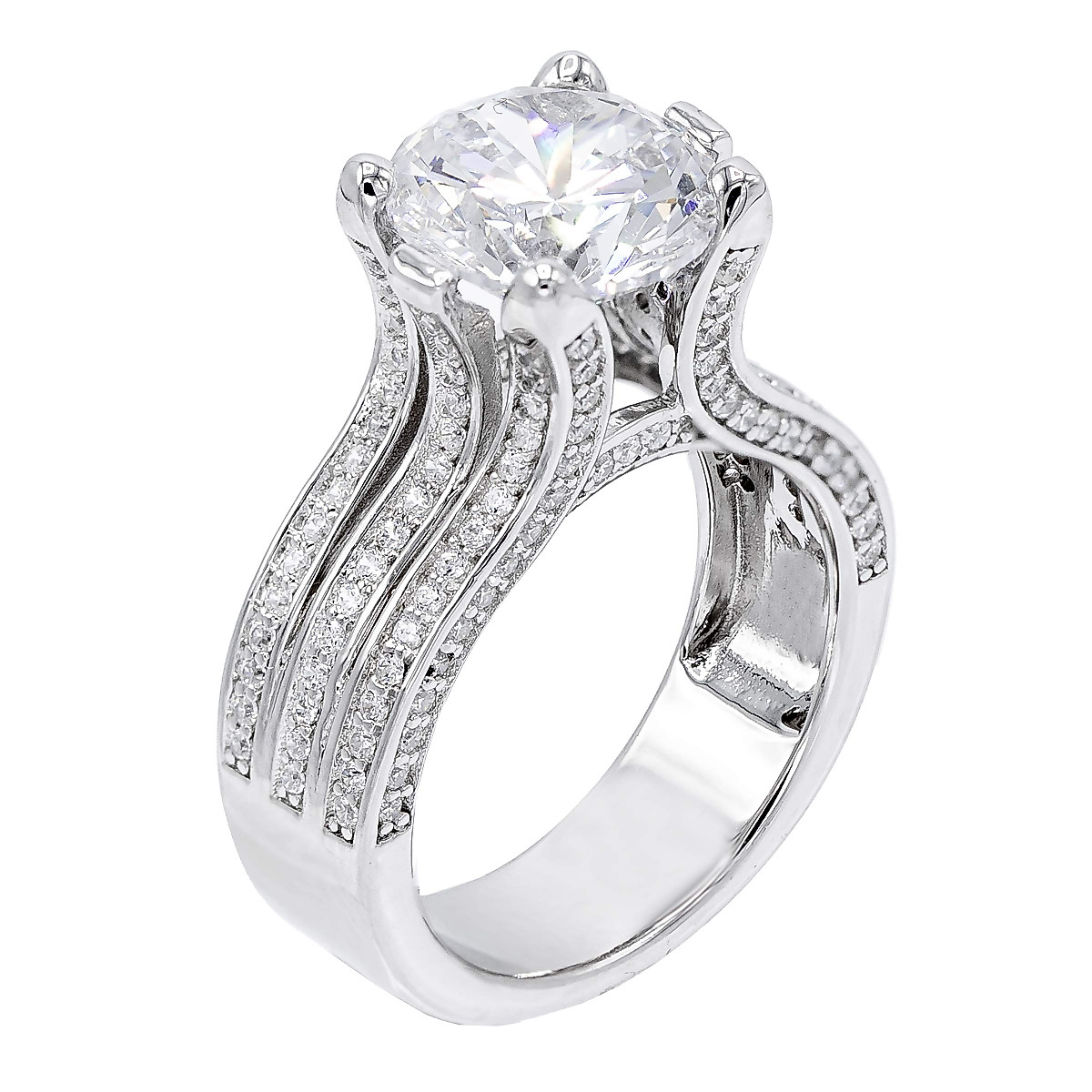 Hidden Gems Jewelry 4.50 carats Round Cut Solitaire Engagement Ring, Sterling Silver