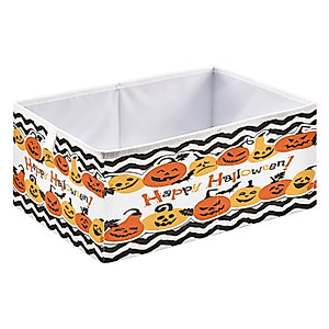 Halloween Pumpkins Cheerful Storage Basket Storage Bin Rectangular Collapsible Storage Box Toy Storage Box Organizer for Childrens Toys Playroom