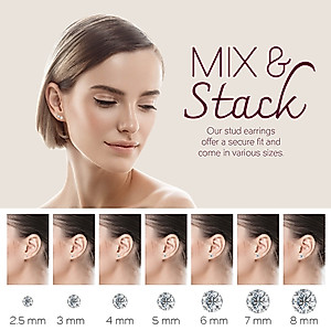 Solid 14k White Gold Solitaire Round Cubic Zirconia CZ Stud Earrings with 14kt Gold Butterfly Push Backings