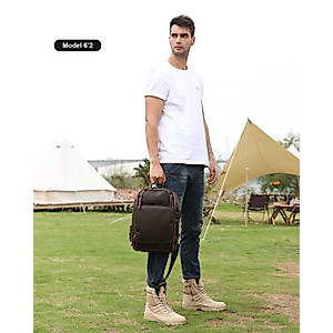 Taertii Vintage Full Grain Genuine Leather Sling Bag Crossbody Chest Shoulder Backpack Daypack Travel Hiking for 13.3 Inch Laptop - Brown