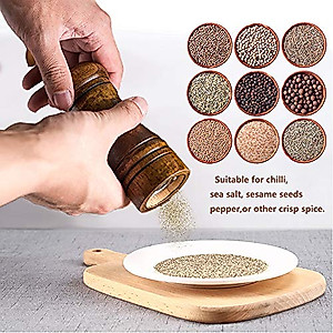 Salt and Pepper Grinders Set,Ouktor Manual Wooden Salt and Pepper Mills Shakers, Ceramic Rotor with Strong Adjustable Coarseness (5.5inch)