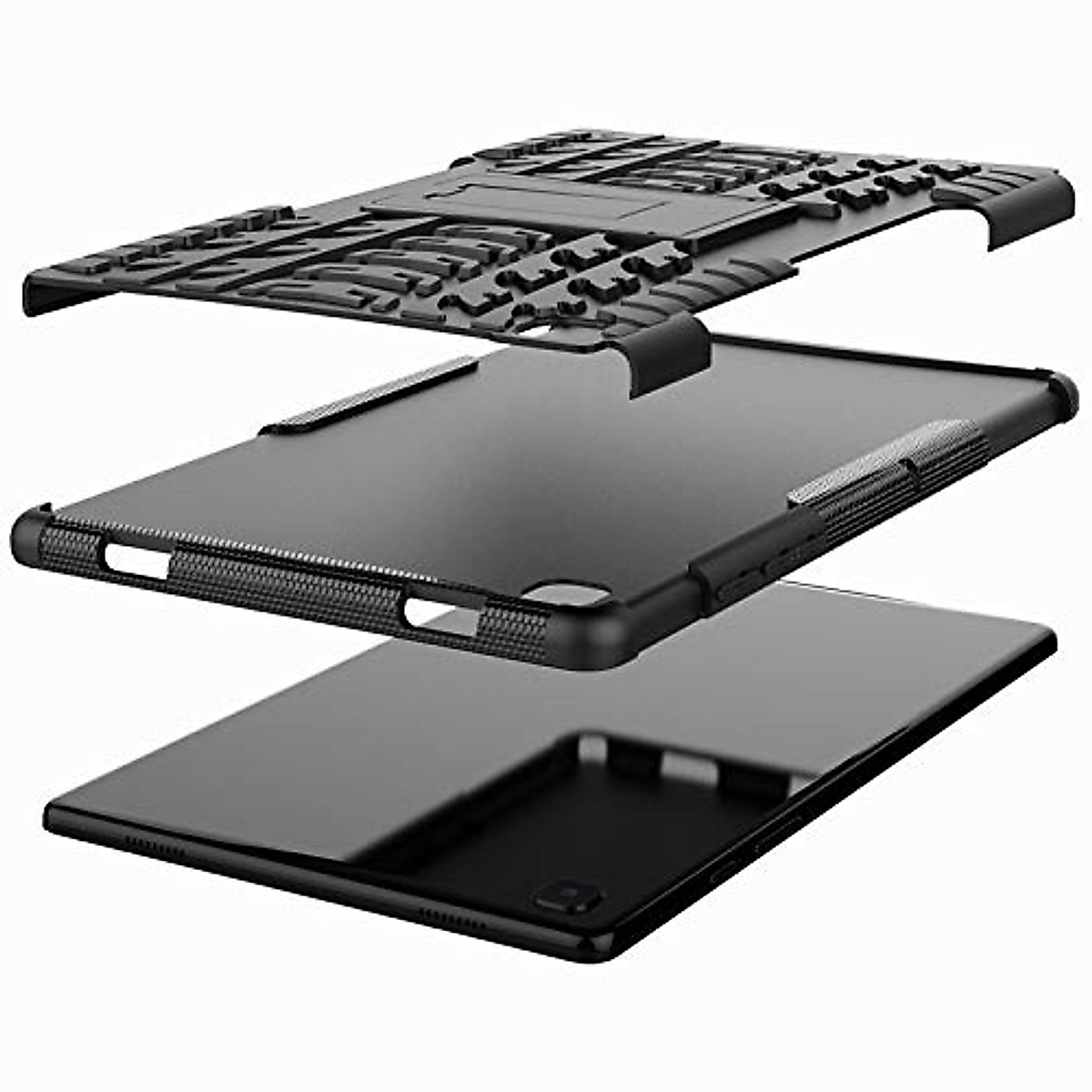 DWaybox for Samsung Galaxy Tab A7 10.4 Case 2020 2022 Released T500 T505 SM-T509 Armor Heavy Duty TPU Soft + PC Hard Rugged Case 2in1 Combo Dual Layer Shock-Absorbing Cover with Stand -Black
