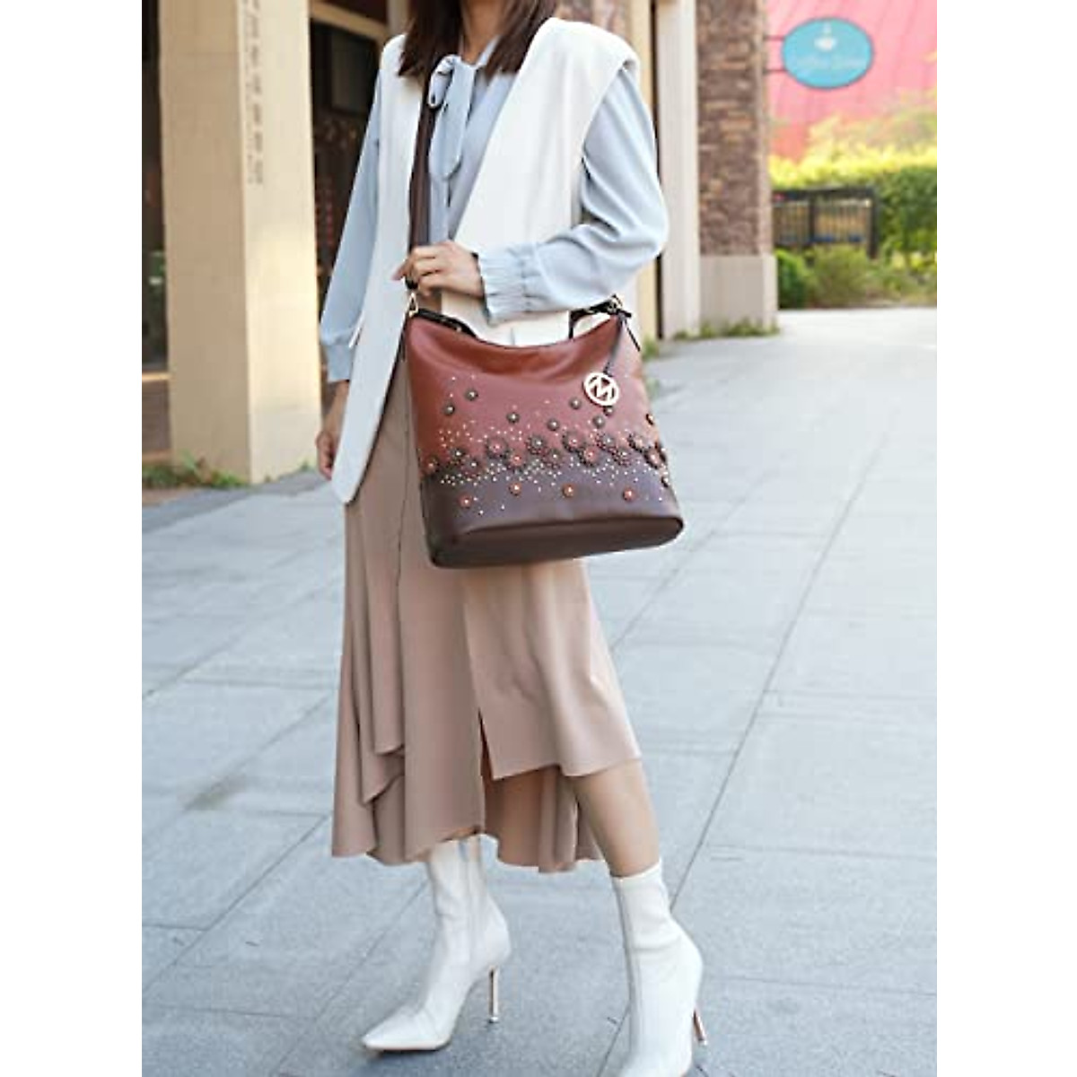 MKF Collection Shoulder Bag for women Vegan Leather Hobo Messenger purse