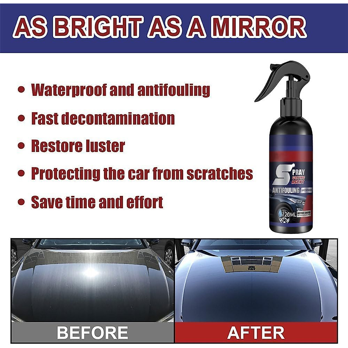 ZMPDJG 2023 New Multi-functional Coating Renewal Agent, Car Coating Agent Spray, 3 in 1 High Protection Quick Car Coating Spray, Plastic Parts Refurbish Agent, Fast-Acting Coating Spray (3Pcs)
