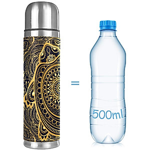 Stainless Steel Vacuum Insulated Mug, Mandala Sea Turtle Print Thermos Water Bottle for Hot and Cold Drinks Kids Adults 17 Oz