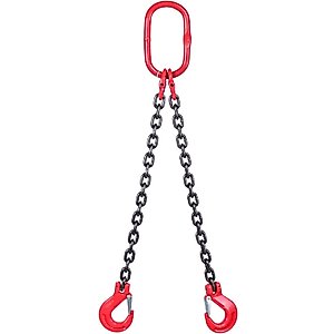 Chain Sling 2/5Inch X 5 Ft 4410lb Double Leg with Sling Hooks Chain Slings Adjusters Grade 80Alloy Steel Engine Chain Hoist Lifts【2 Ton】