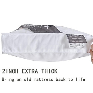 YZ HOMTEX Breathable Mattress Topper, Short Queen Size, Extra Thick Quilted Pillow Top, 2in Fluffy Down Alternative Fill, 400TC Cotton Cover, for Back Pain Relief and Support, White, 60"x75"