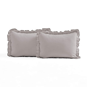 Lush Decor Ruffle Skirt Bedspread Set - 3 Piece Luxurious Farmhouse Bedding Set - Elegant, Charming Ruffle Detail - Timeless Style & Classic Design - Soft and Lightweight - Queen, Gray